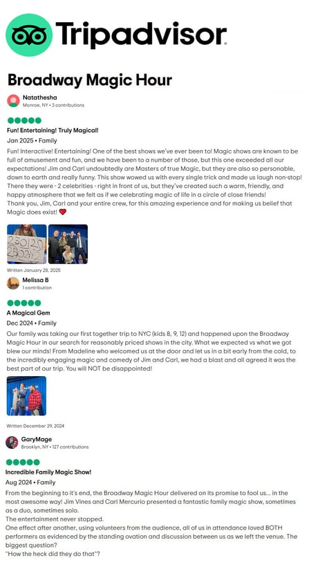 NYC Family Magic Show | Broadway Magic Hour | New York City Magician